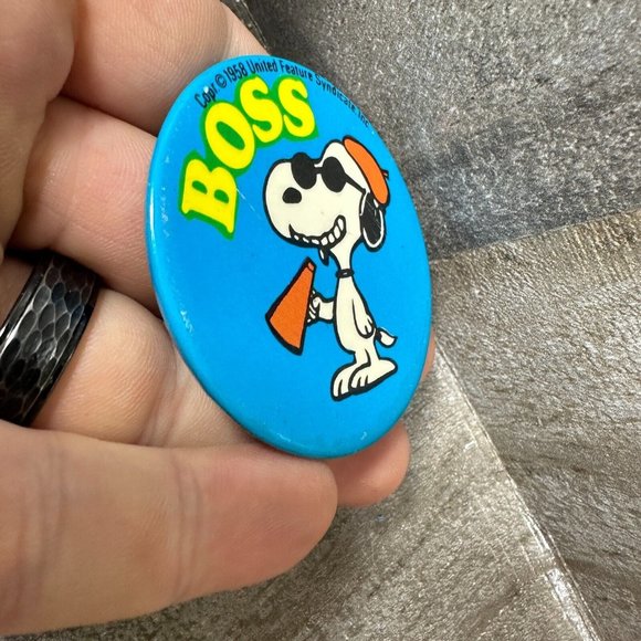 Other | Vintage 1958 Pin Button Snoopy Peanuts Boss Megaphone And ...